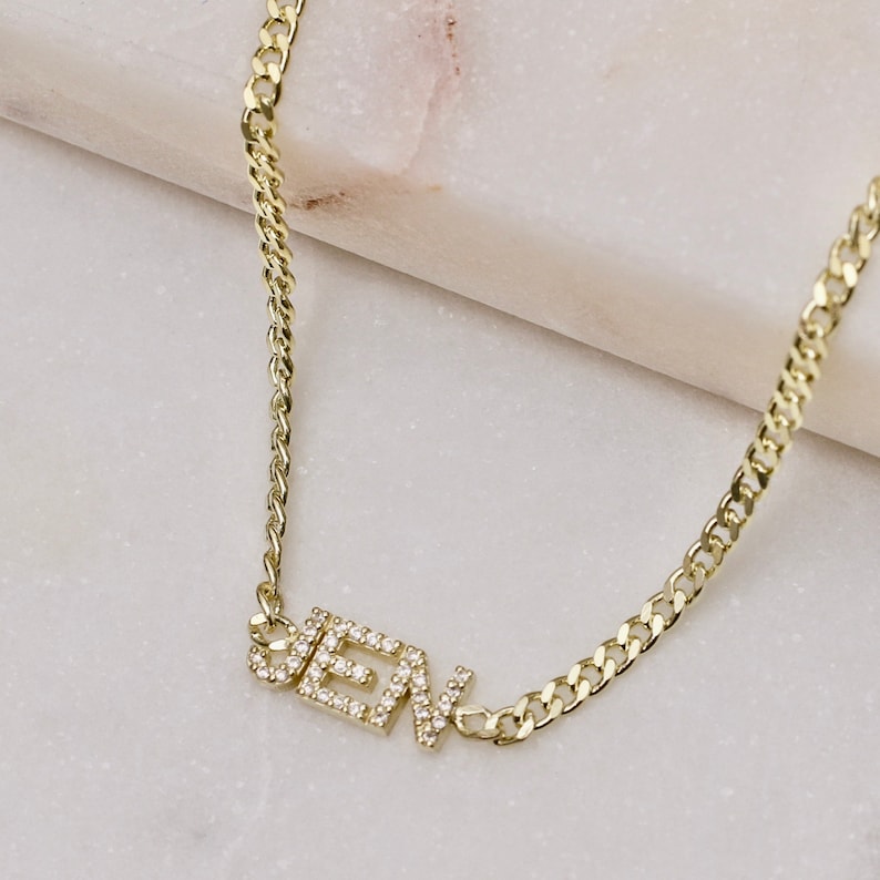 Pave Name Choker Choker for Woman Personalized Name Choker - Etsy