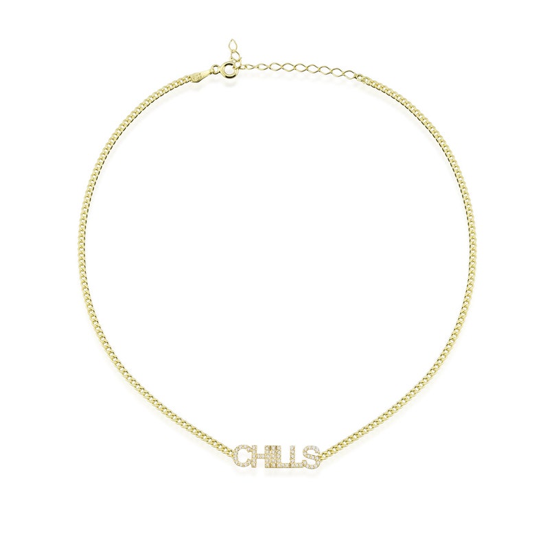 Pave Name Choker Choker for Woman Personalized Name Choker - Etsy