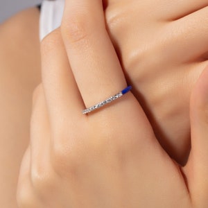 14K Gold Half Enamel Half Pave Ring, Color Pave Ring, Gift for Her ...