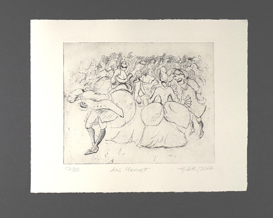 Etching the Minuet Hand Print Picture Black and White Courtly Dance - Etsy