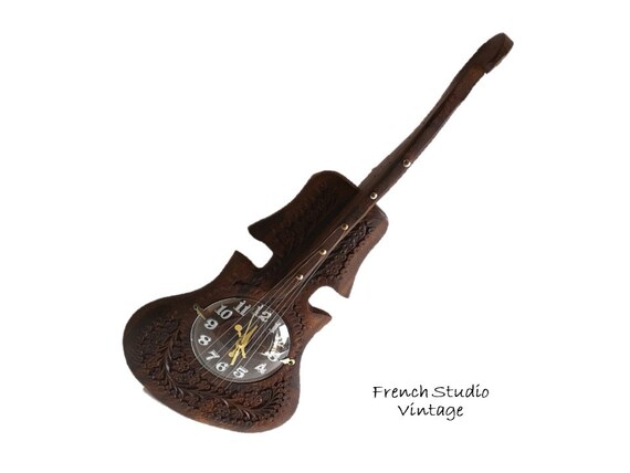 Vintage Wall Clock Carved Wood Violin Shape Instrument Clock - Etsy