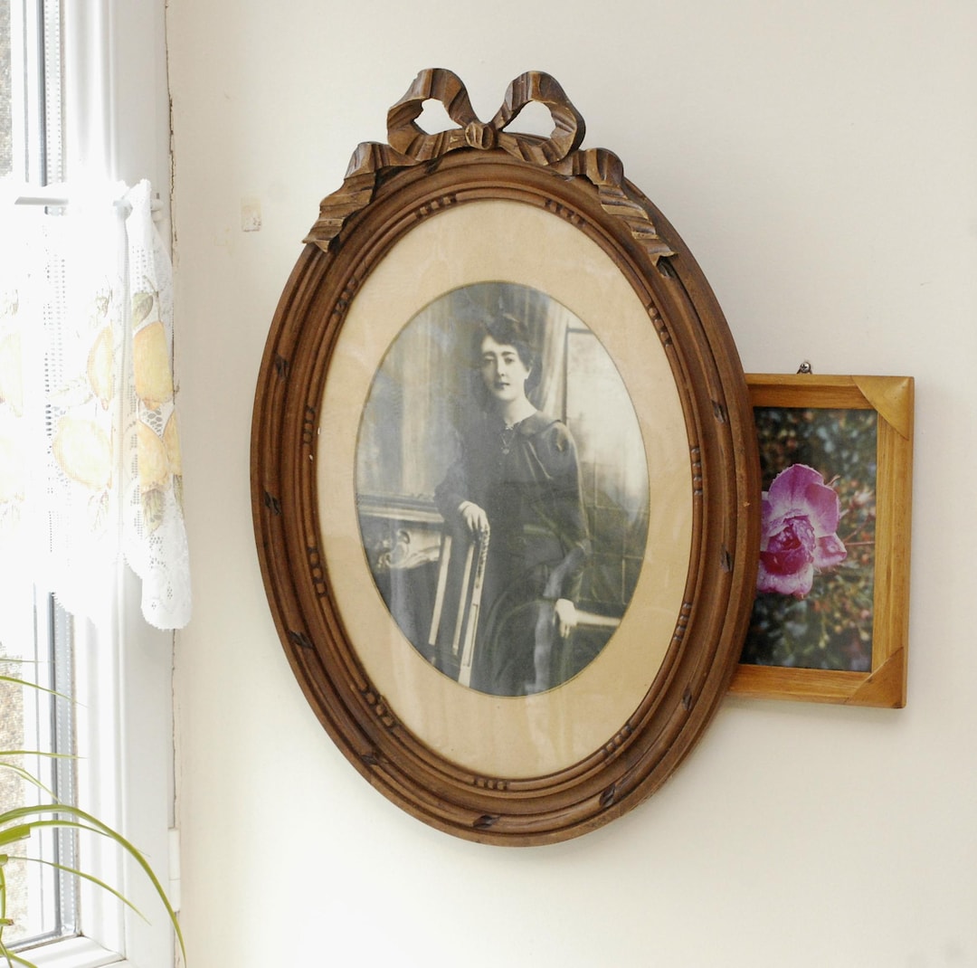 Antique French Large Wood Picture Frame Mirror Frame With Lady Pictures ...