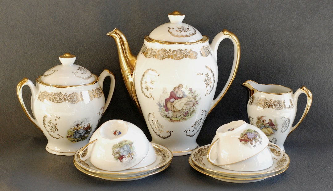 Antique French Tea Set Tea Pot Tea Cups Milk Jug Sugar Bowl French ...