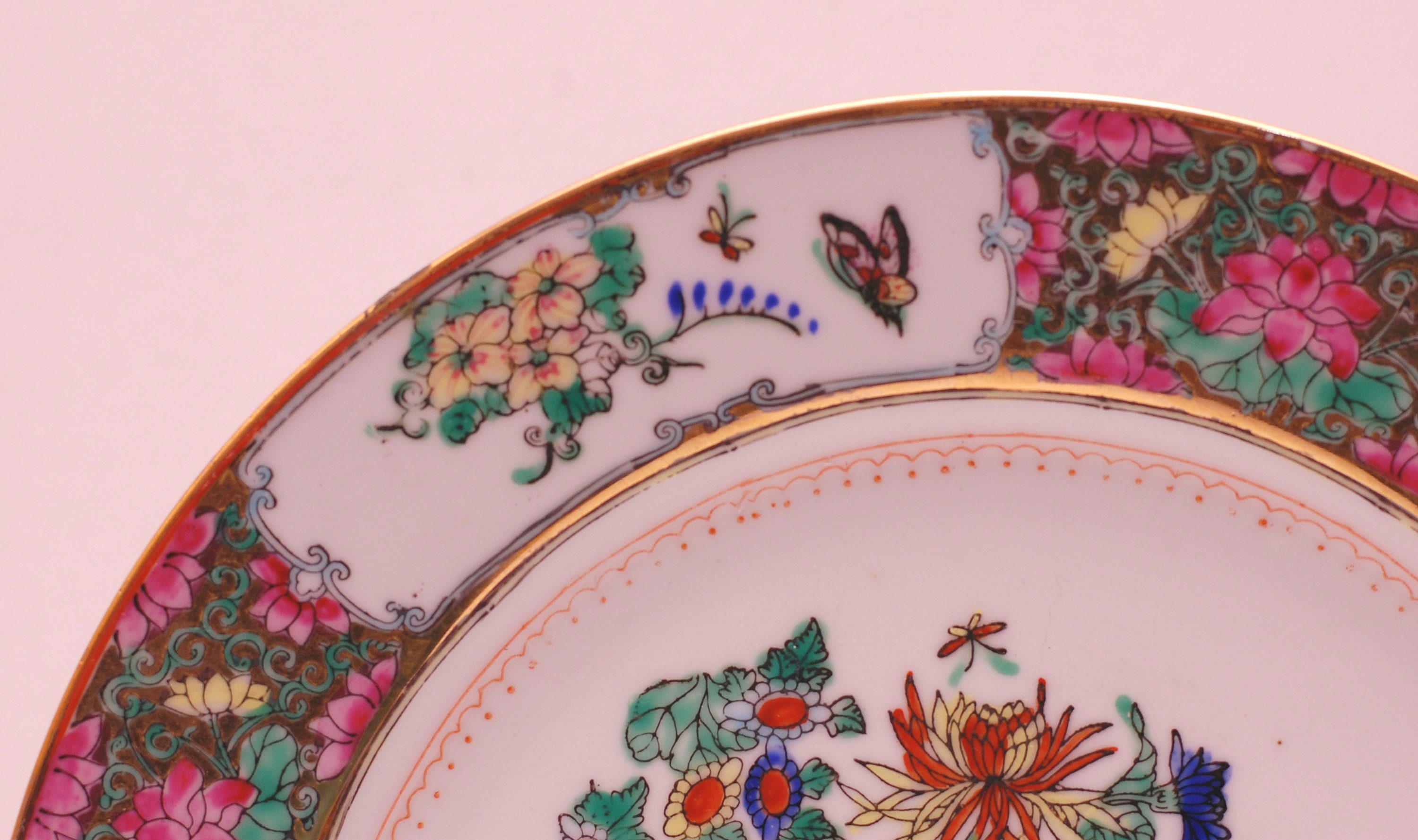 Vintage Chinese Ceramic Plate Famille Rose Collectible Hand | Etsy