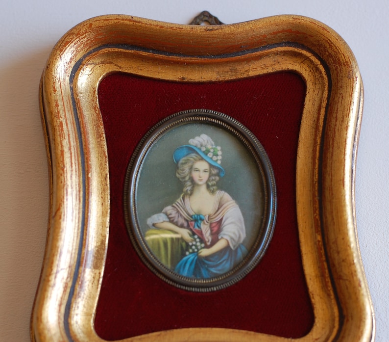 Antique French Miniature Portrait Painting: Gilded Frame Wall Decor - Etsy