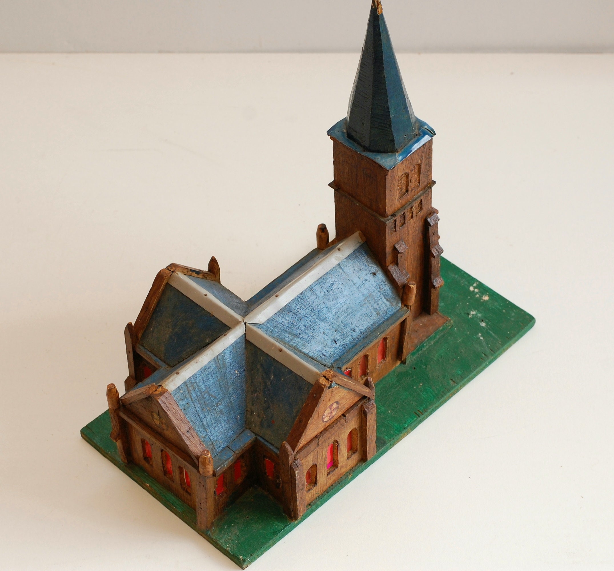 Vintage Wood Church Models Hand Carved Rustic Architectural | Etsy