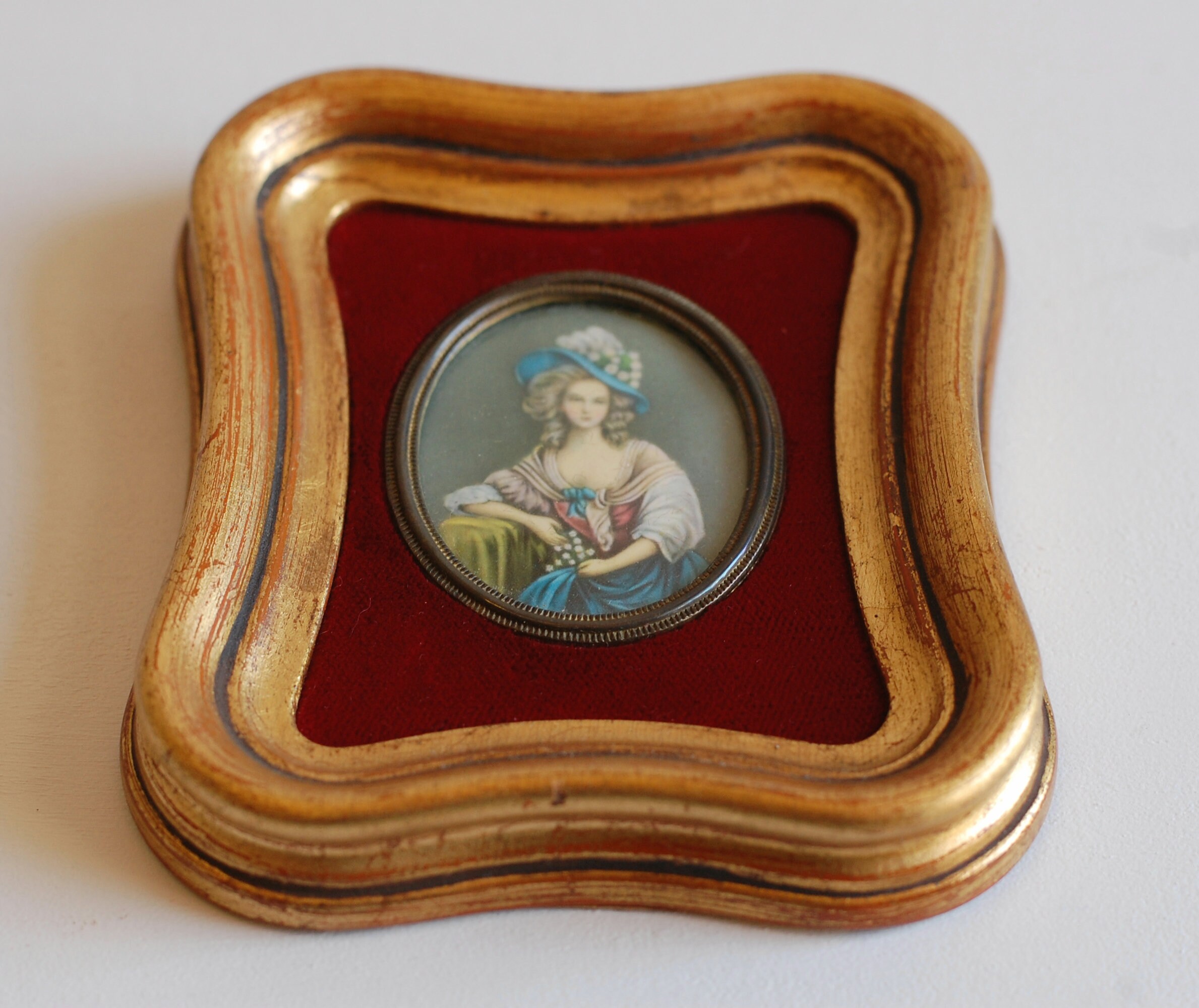 Antique French Miniature Portrait Painting: Gilded Frame Wall Decor - Etsy