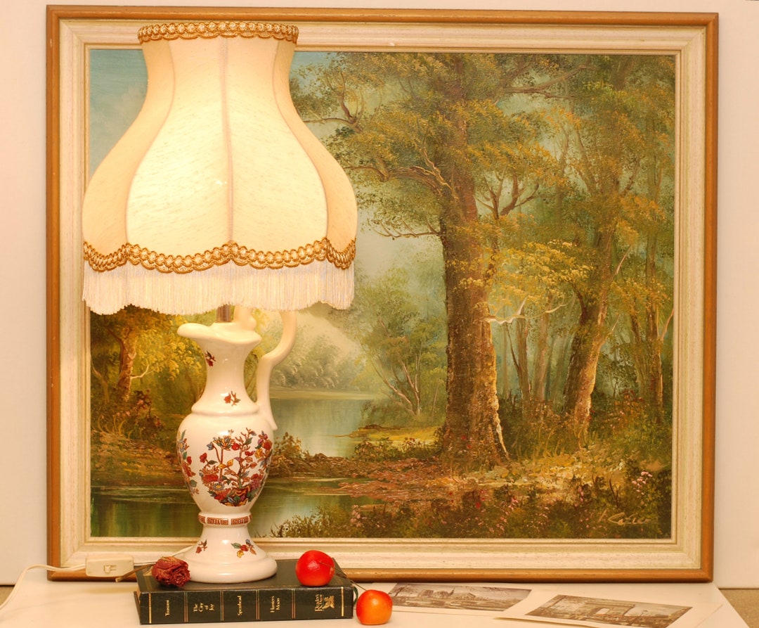 Vintage Ceramic Pitcher Lamp: Floral Fabric Shade Table Lamp - Etsy