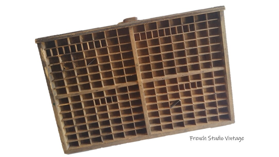 Vintage French Letterpress Tray: Wood Drawer Shelf,organizer, Shadow ...