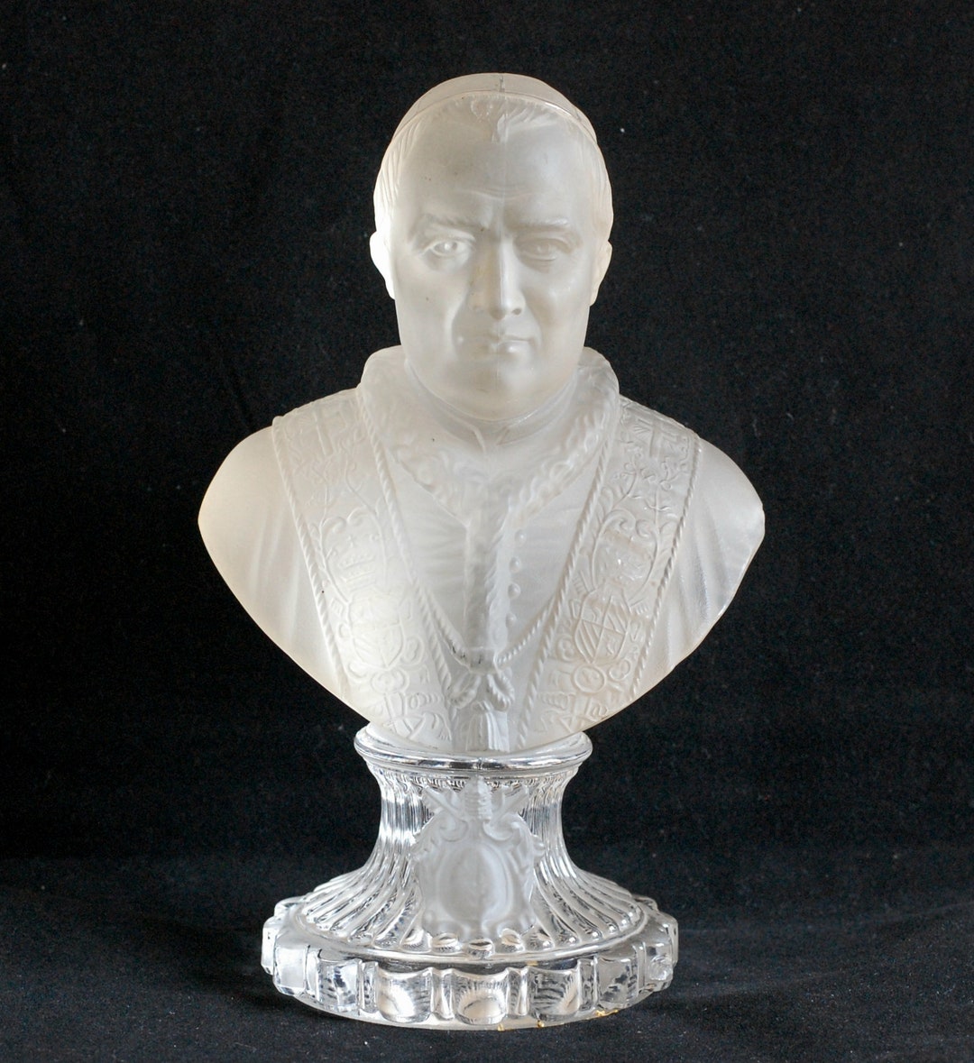 Vintage Statue, Pope Pie IX, Glass Crystal Bust, Religious Figurine - Etsy