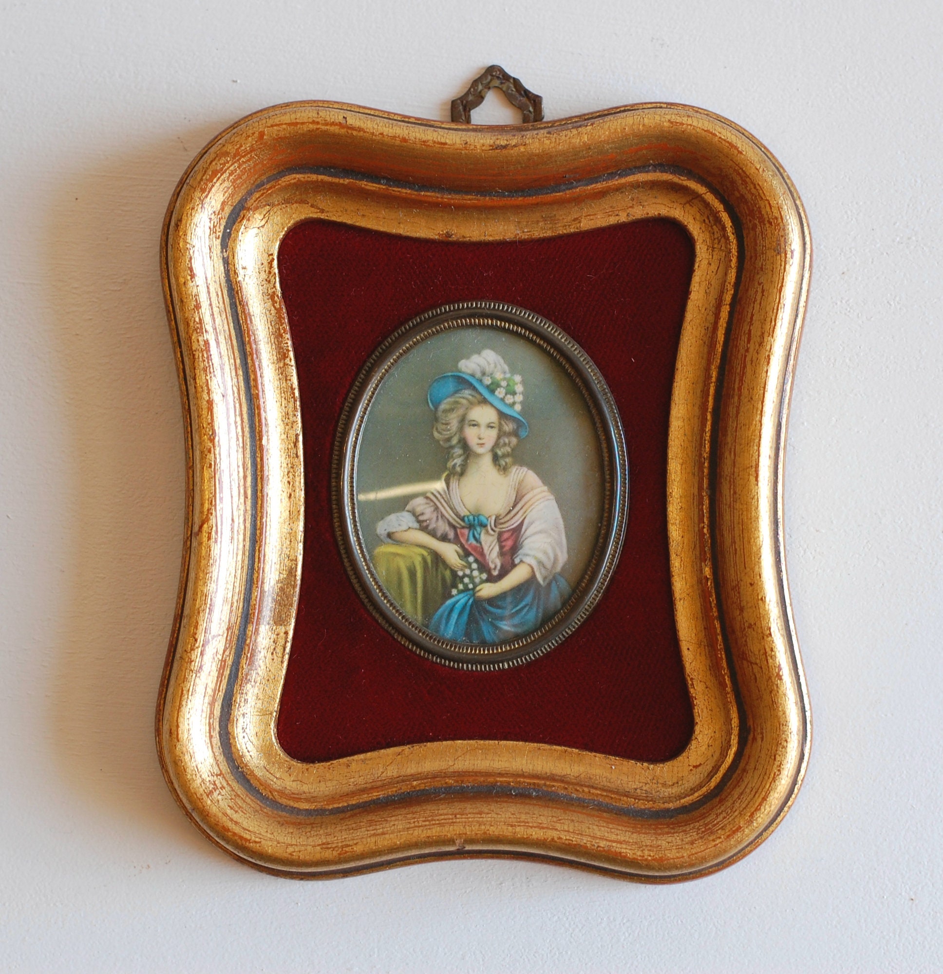 Antique French Miniature Portrait Painting: Gilded Frame Wall Decor - Etsy