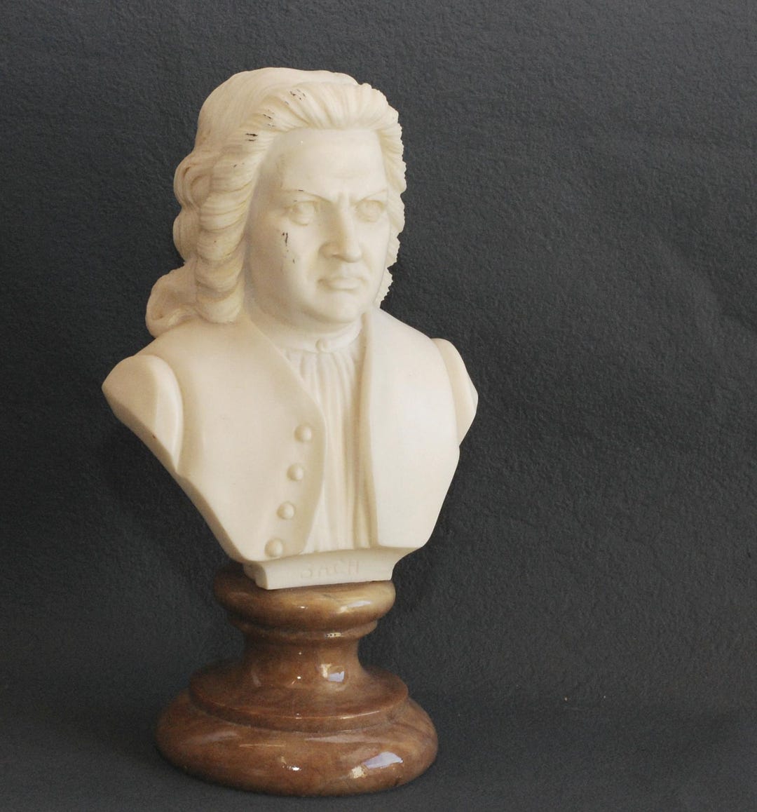 Vintage Bach Bust Statue Marble Base Signed by Artist Musician Art - Etsy