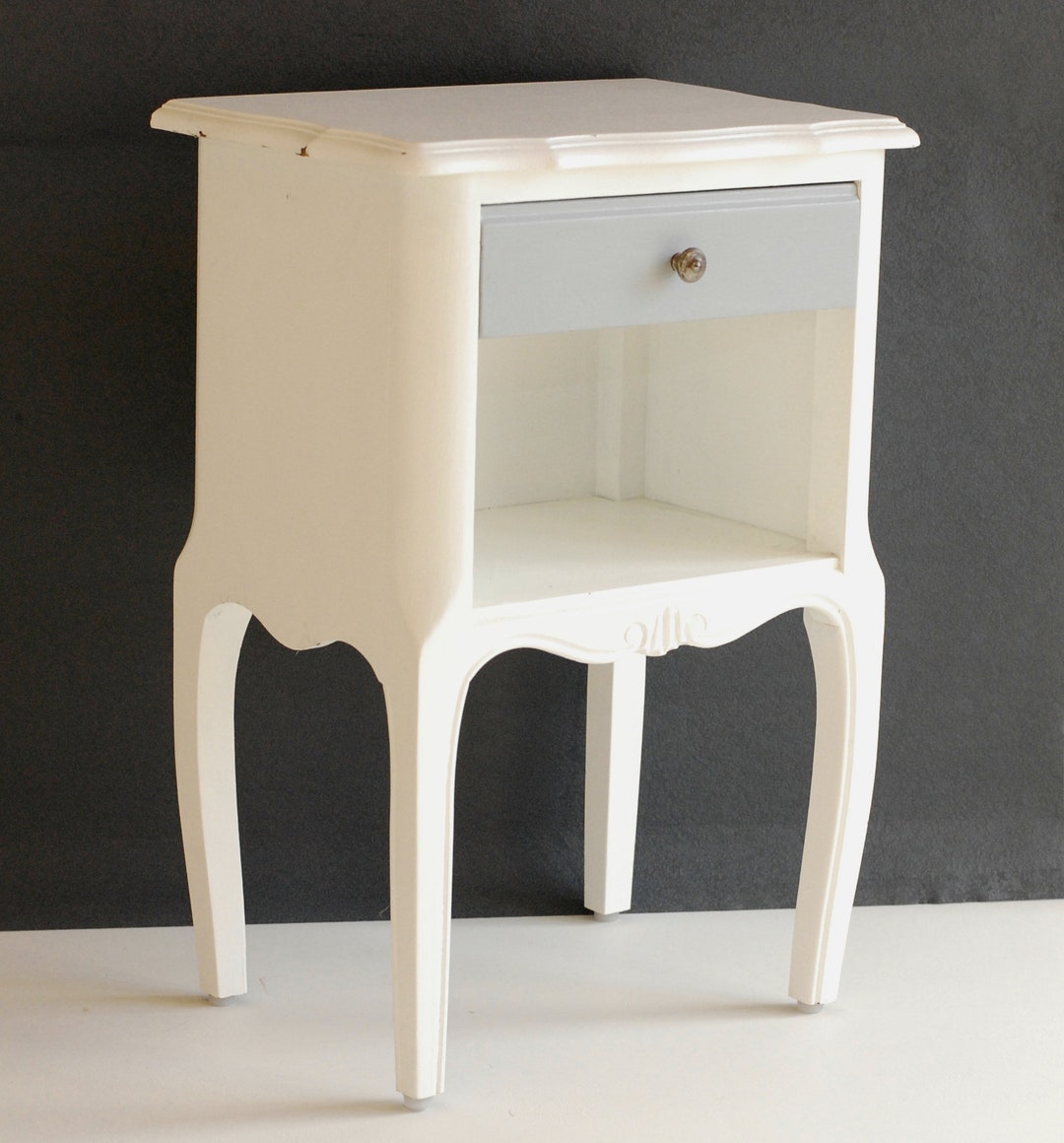 Vintage French Wood Night Stand Side Table With Drawer Heavy Natural ...