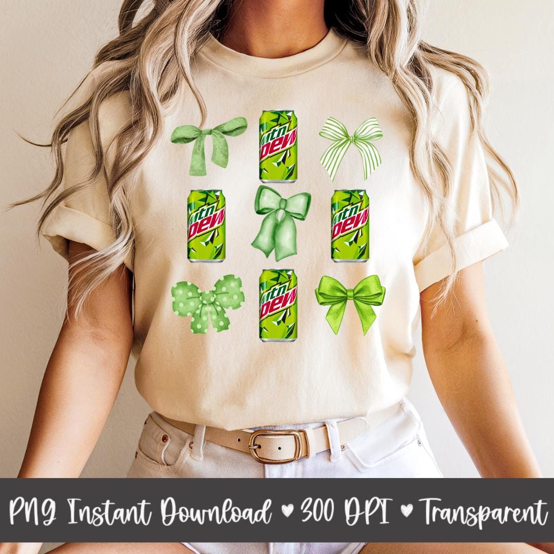 Mountain Dew Coquette Bows PNG, Cute Preppy Mountain Dew Bow Design for ...