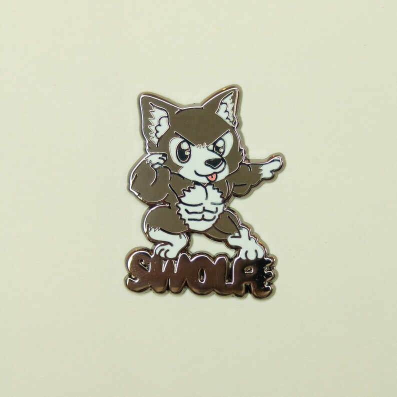 Swolfe Enamel Pin Buff Wolf With Muscles. Hard Enamel Pin Gym Pun - Etsy