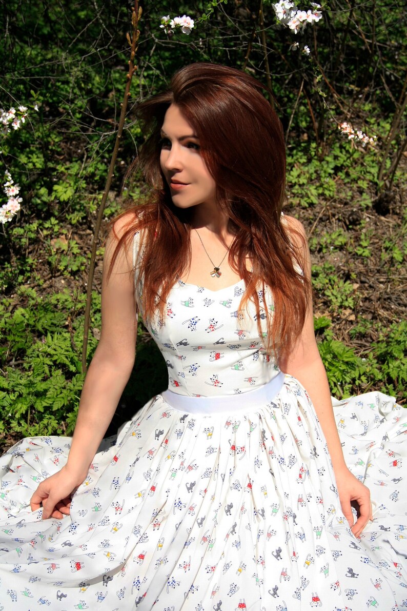 Dress With Cats. Vintage. Retro Style Cats Print Dress. - Etsy