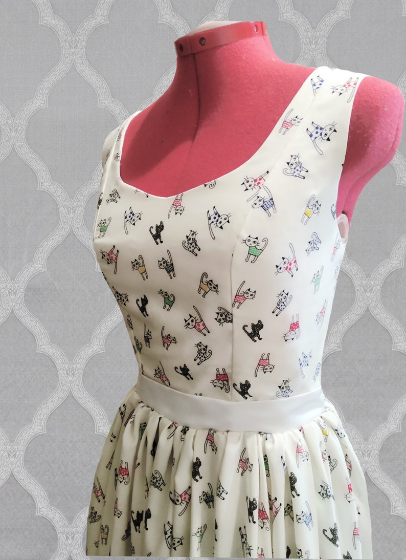 Dress With Cats. Vintage. Retro Style Cats Print Dress. - Etsy