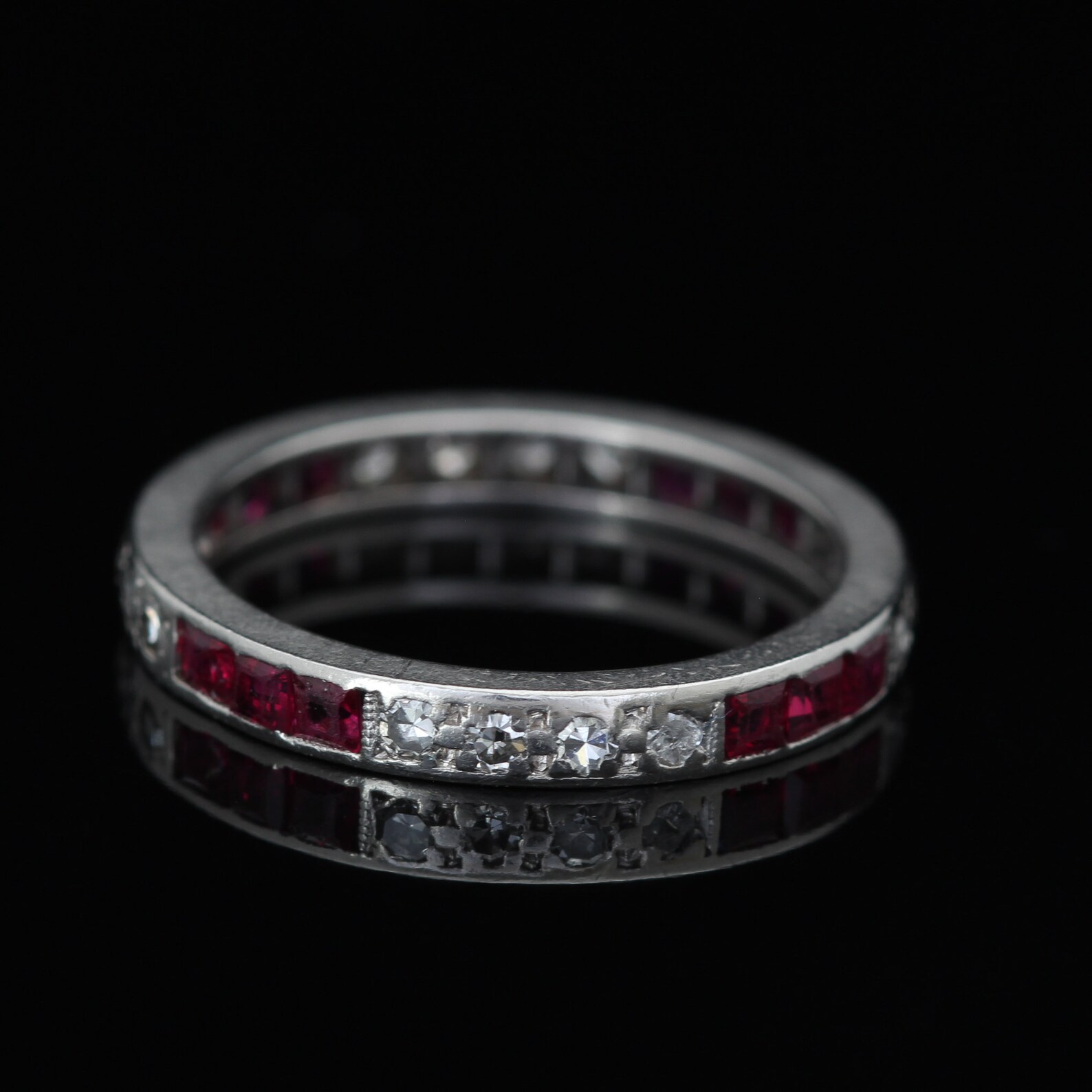 Vintage Diamond and Ruby Eternity Band Ring in Platinum UK - Etsy