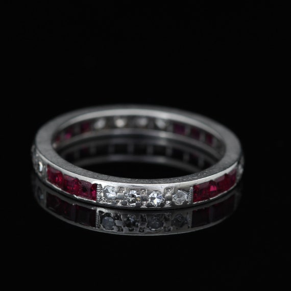 Vintage Diamond and Ruby Eternity Band Ring in Platinum UK - Etsy