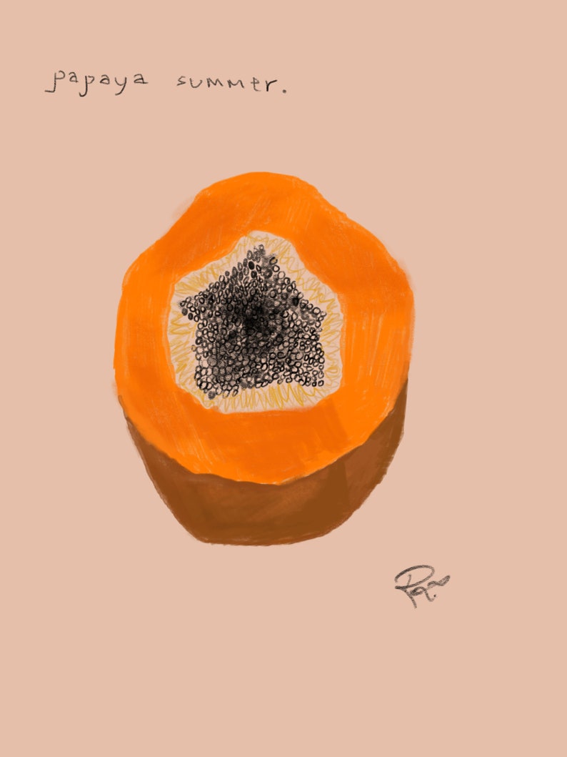 Papaya Digital Art Print Wall Decor Download - Etsy