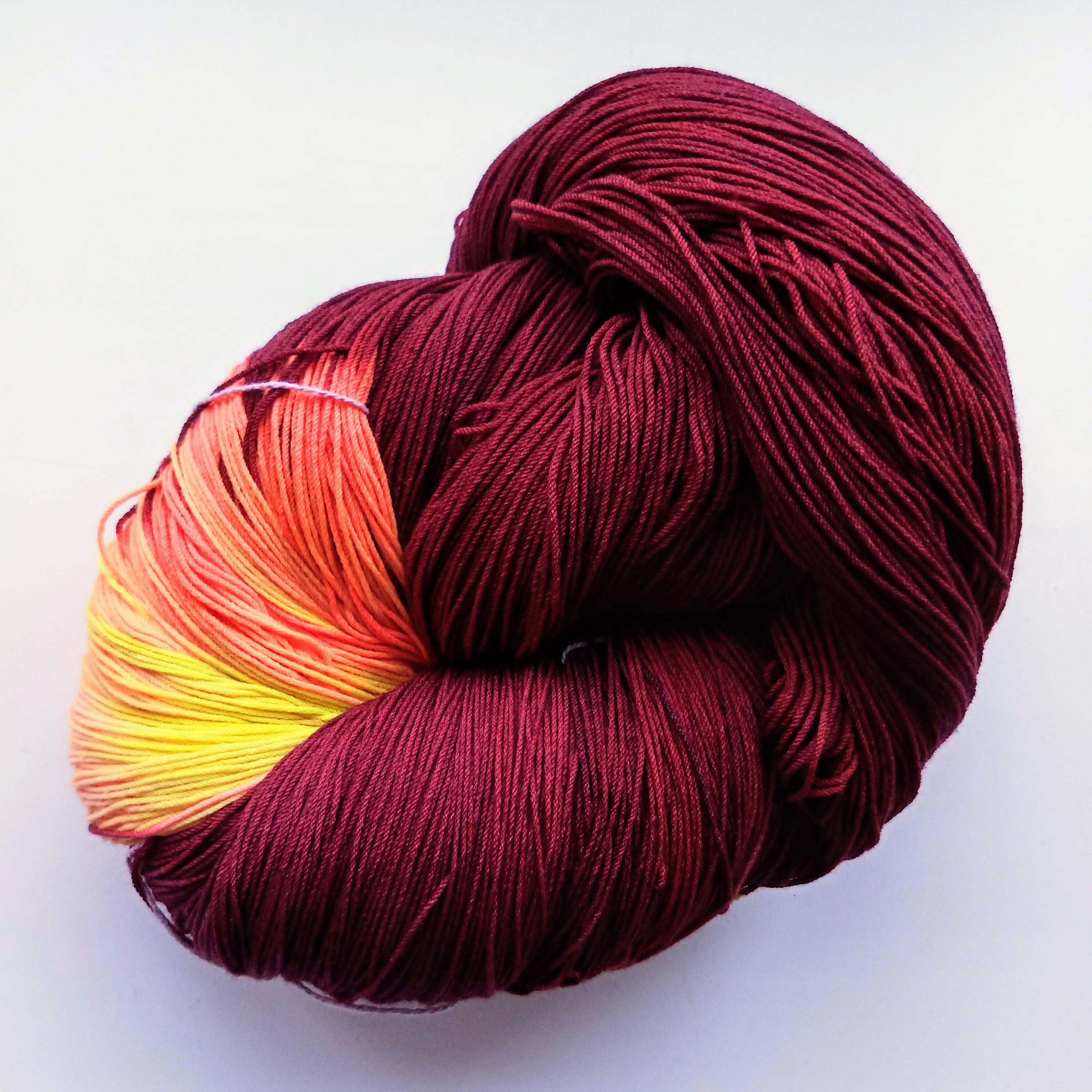 Hand dyed yarn red neon soft merino wool yarn fingering | Etsy