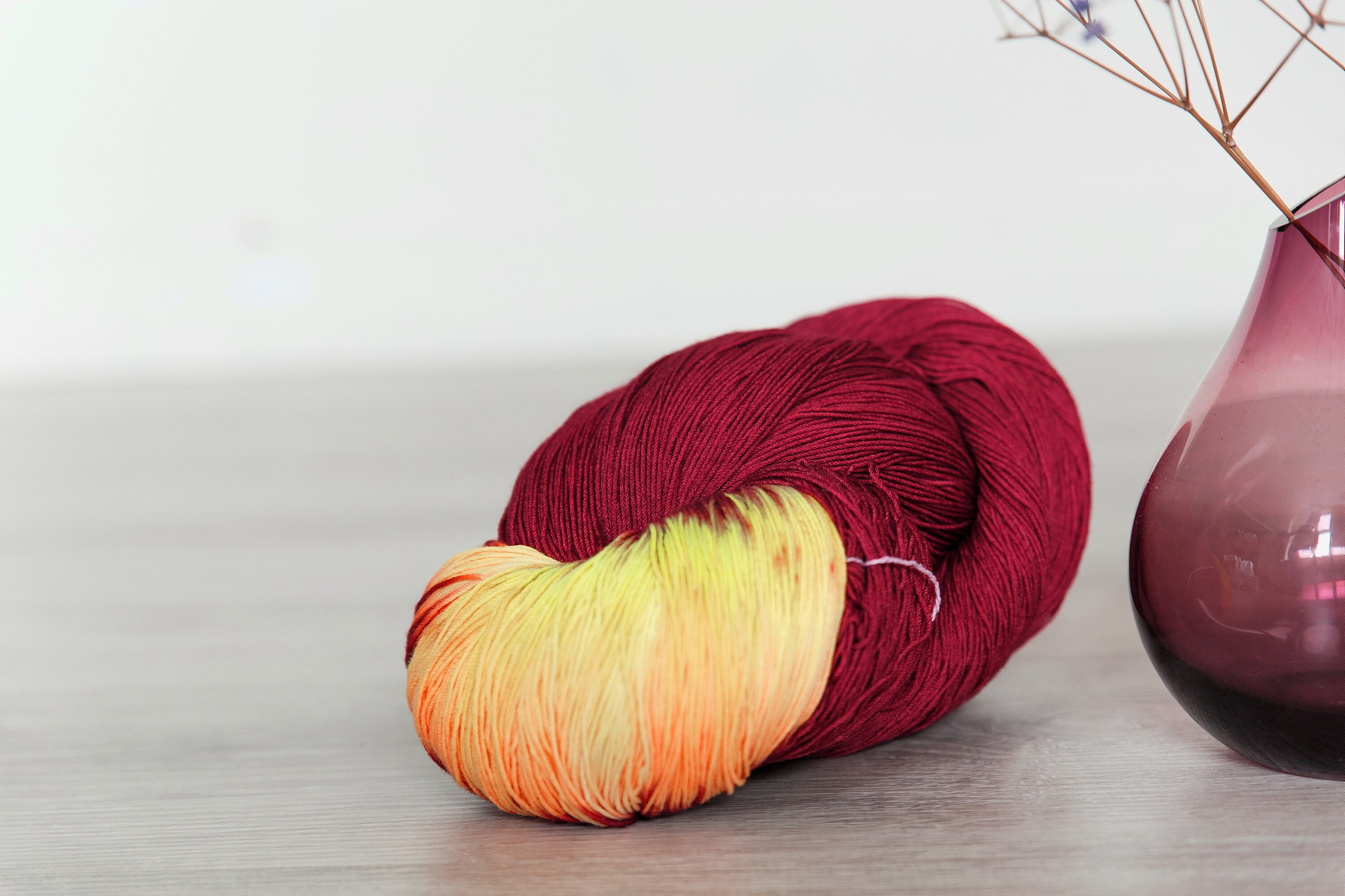 Red heart yarn hand dyed yarn red neon soft merino wool | Etsy