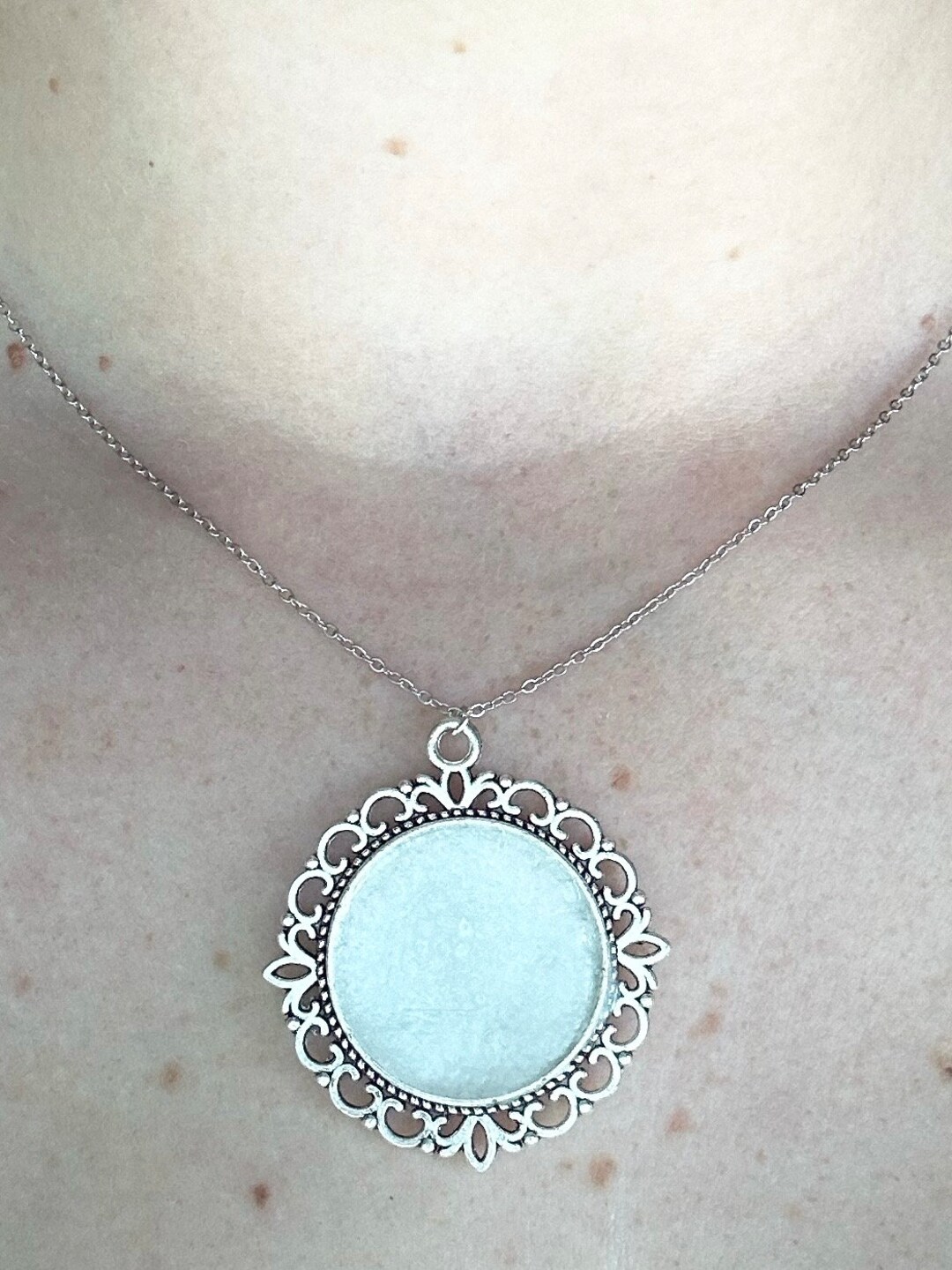 Mother’s Milk Necklace, Antique Silver Circle Pendant Necklace, DIY ...