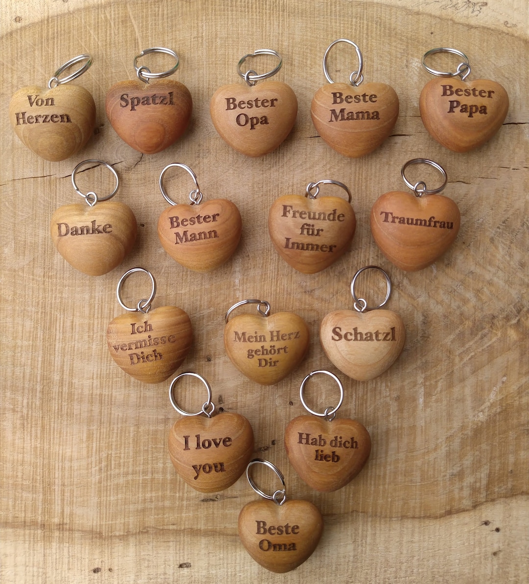 Engraving Keychain Wood, Keychain Heart, Wood Heart, Wood Keychain ...