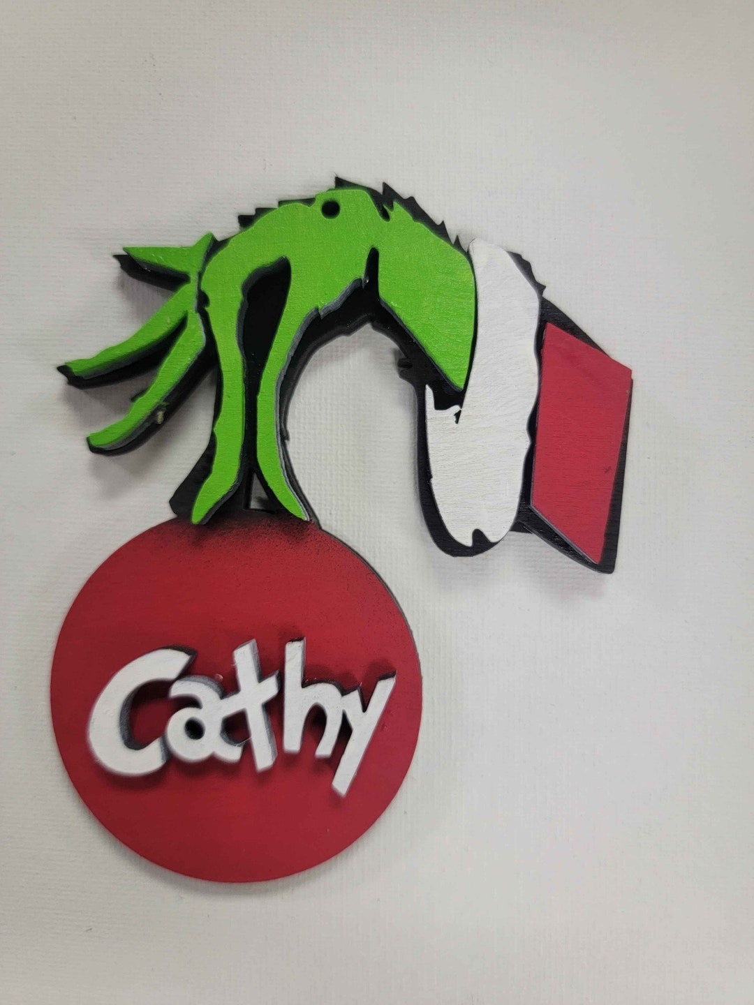 Personalized Grinch Hand Ornament - Etsy