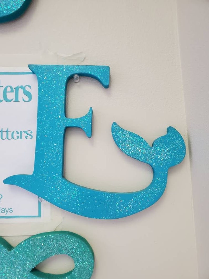 Mermaid Tail Letters Solid Wood Any Letter of Your Choice - Etsy