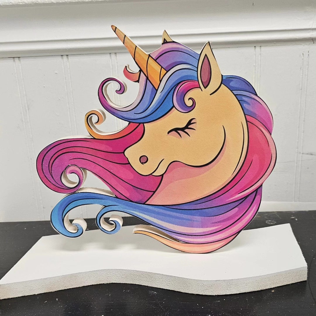 Unicorn Stand up Character Center Piece Solid Wood Birthday Decor Event ...