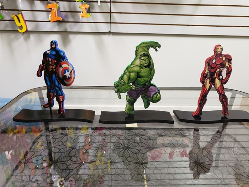 Super hero stand up birthday centerpieces | Etsy