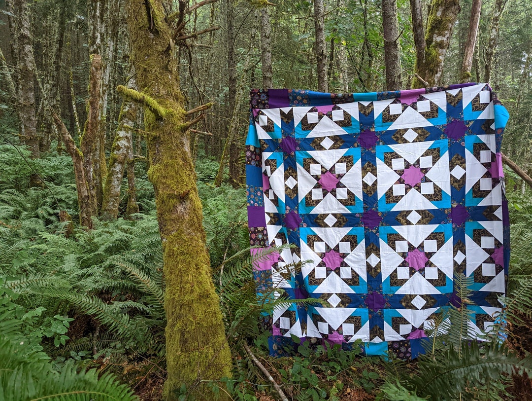 Throw Quilt Blanket Patchwork Modern Gold Black Royal Blue Peacock ...