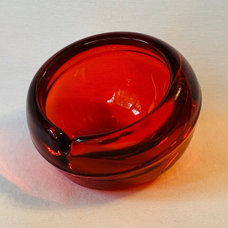 Red Glass Ashtray - Etsy
