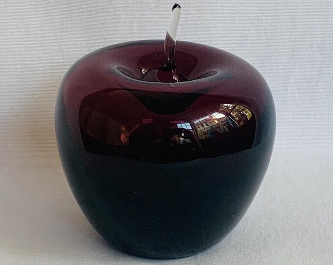 Blenko Art Glass Amethyst Purple Apple With Clear Stem - Etsy