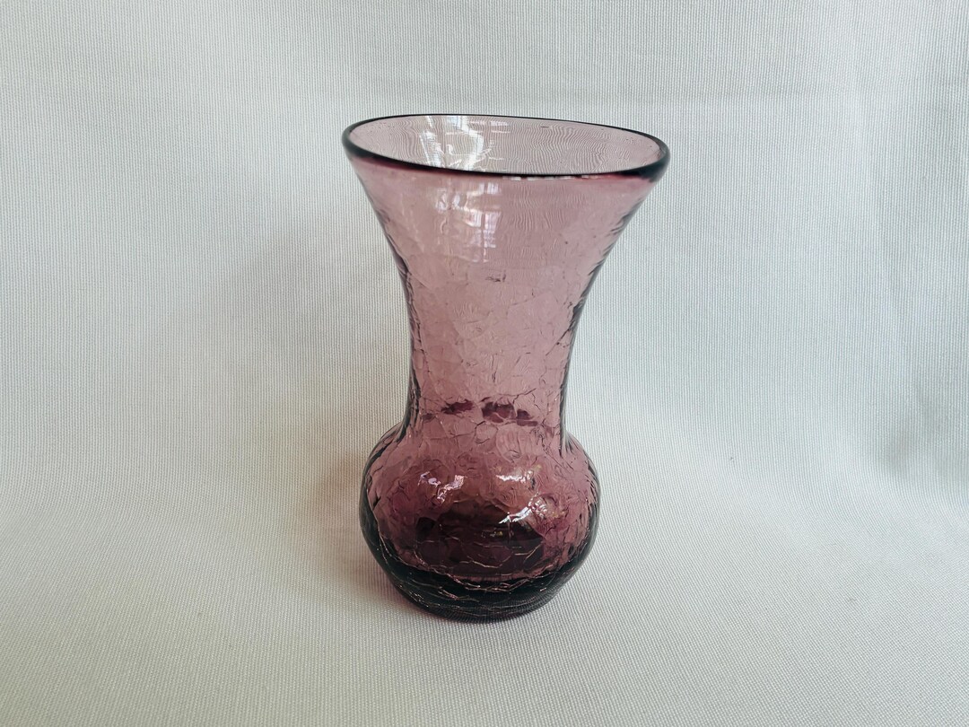 Blenko Art Glass MCM CM-8 Amethyst Purple Crackle Mini Vase - Etsy