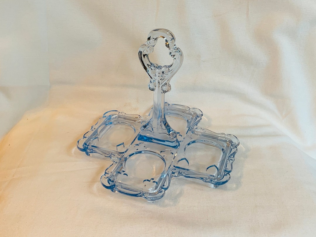 Cambridge Glass Bridge Set Drink Holder in Moonlight Blue - Etsy