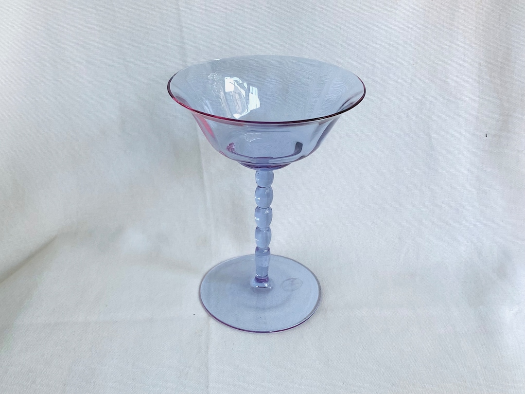 Moser Art Glass Alexandrite Neodymium Purple Blown Martini or Champagne ...