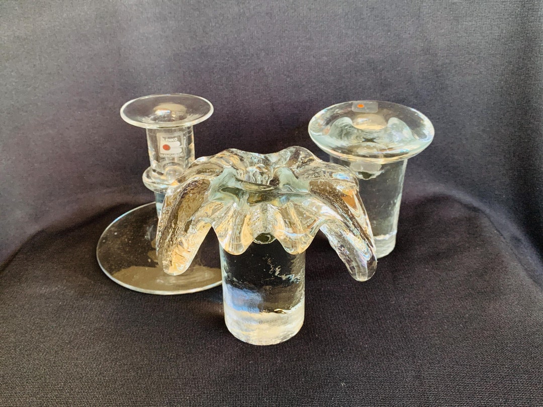 Blenko Art Glass Three Vintage Candle Holders - Etsy