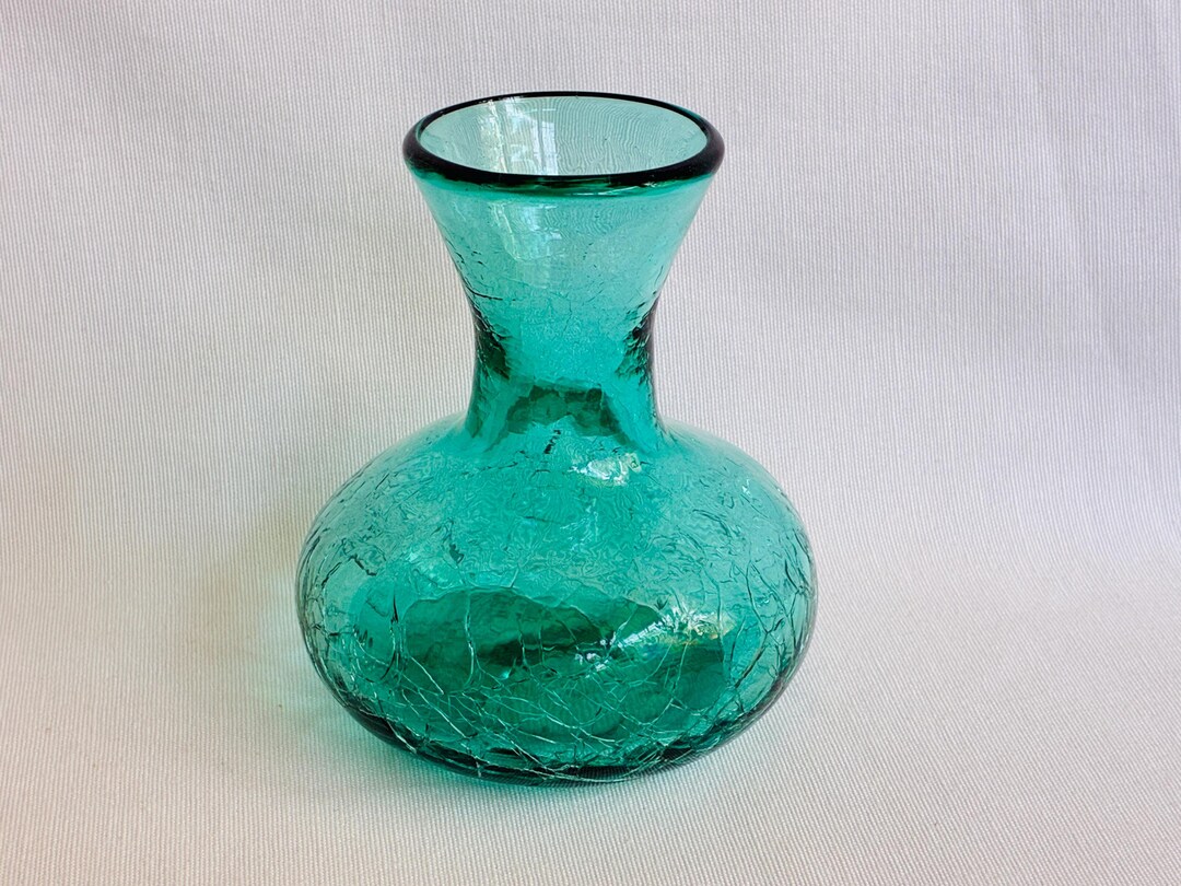 Blenko Art Glass CM-3 Green Crackle Mini Bud Vase - Etsy