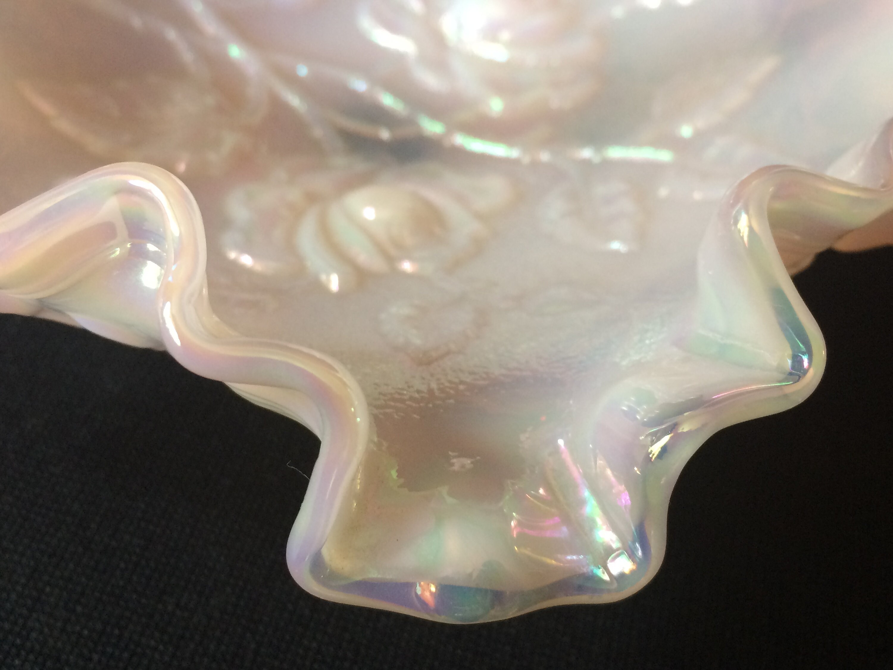 Fenton Art Glass Shell Pink Opalescent Iridized Basket or Vase | Etsy