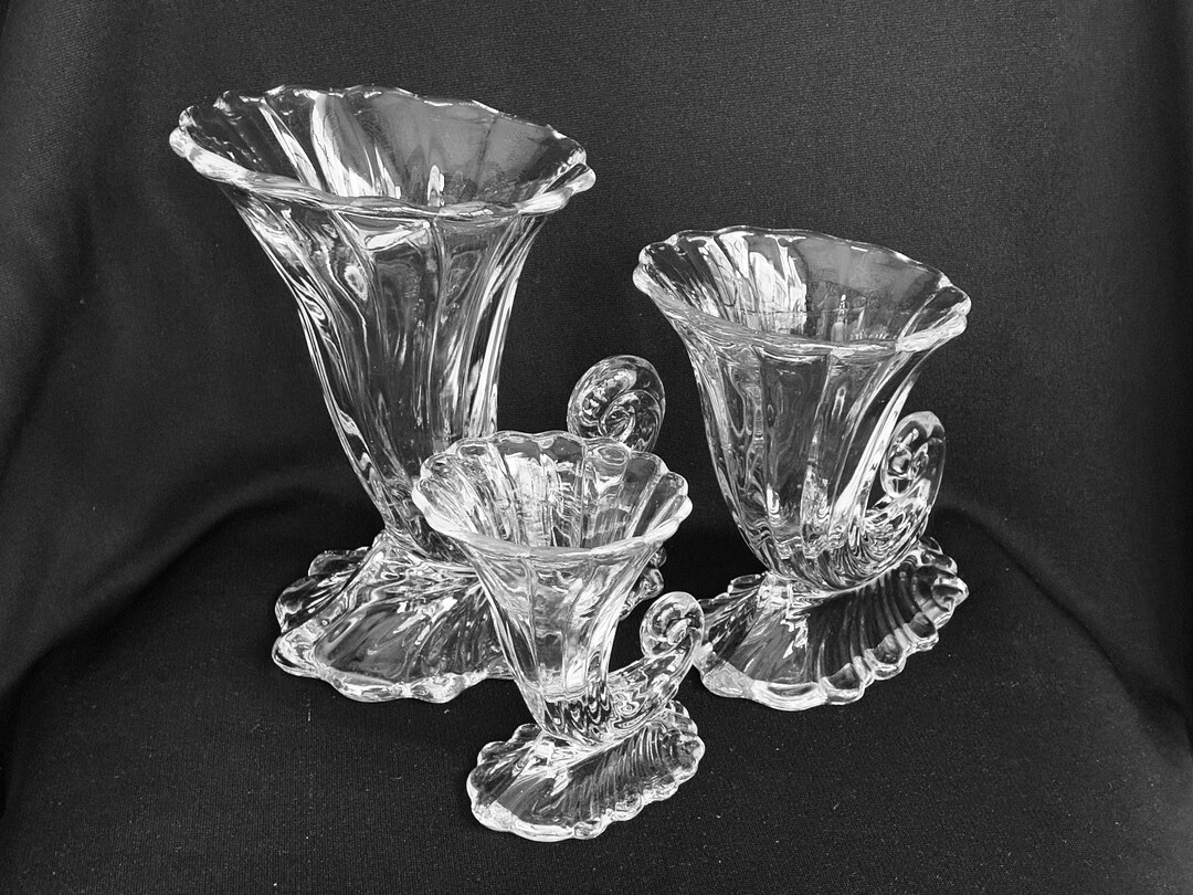 Heisey Glass Warwick Horn of Plenty Graduated Vases - Set of 3 - Etsy