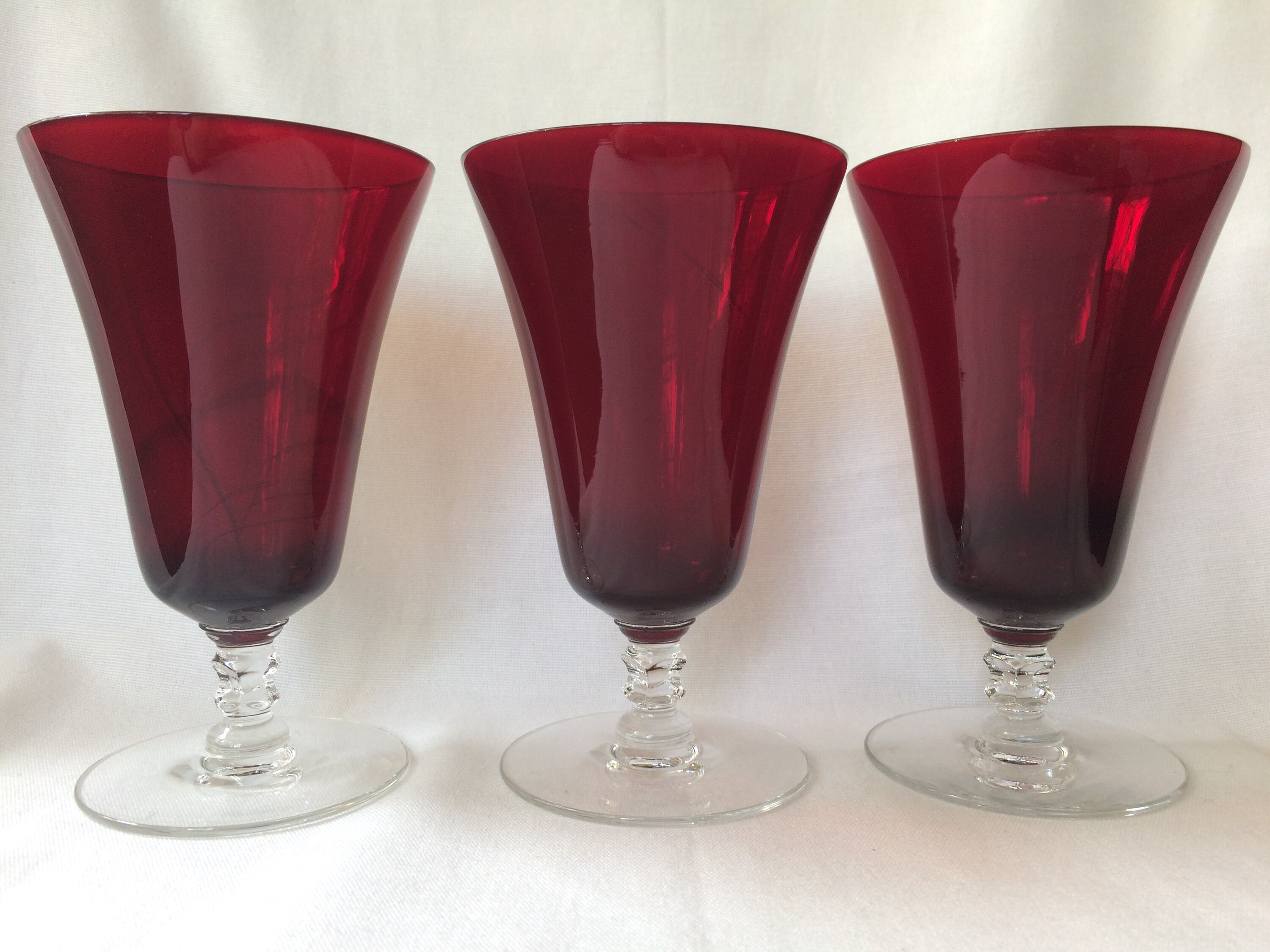 Art Deco Seneca Glass Vintage Hour Glass Ruby Red 8 Oz Footed | Etsy