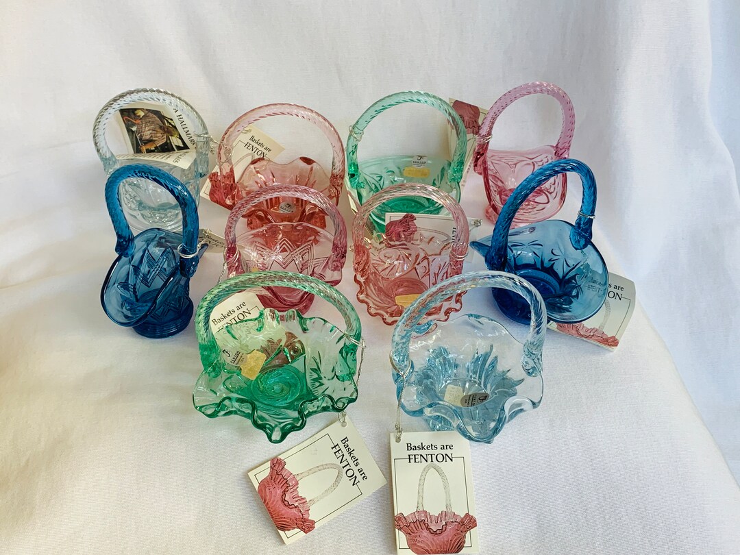 Fenton Art Glass Mini Baskets or Vases in Assorted Styles and Colors ...