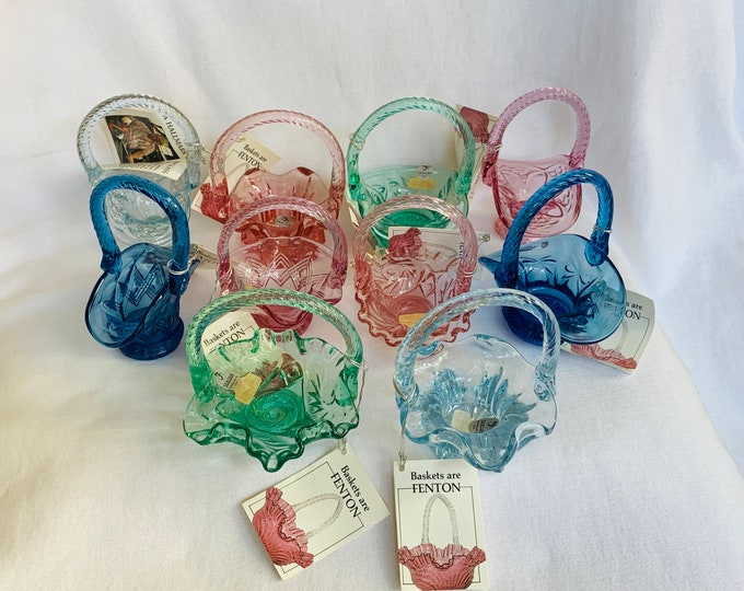 Fenton Art Glass Mini Baskets or Vases in Assorted Styles and Colors ...