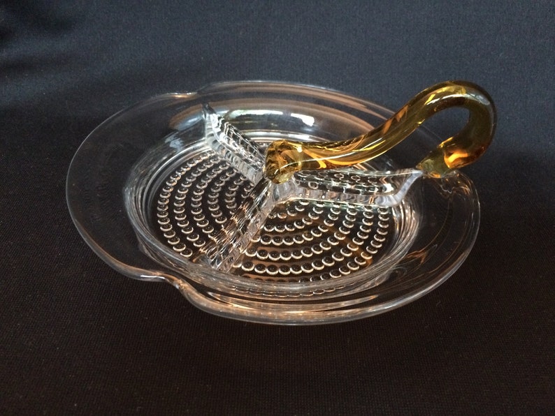 Duncan Miller Glass Art Deco Teardrop Pattern Relish With Red Etsy