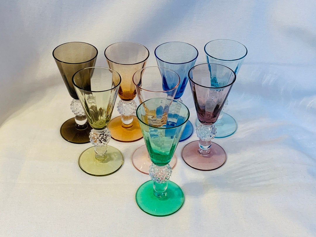 Morgantown Glass MCM Golf Ball Pastel Colored Wine Sherries Set of 8 - Etsy