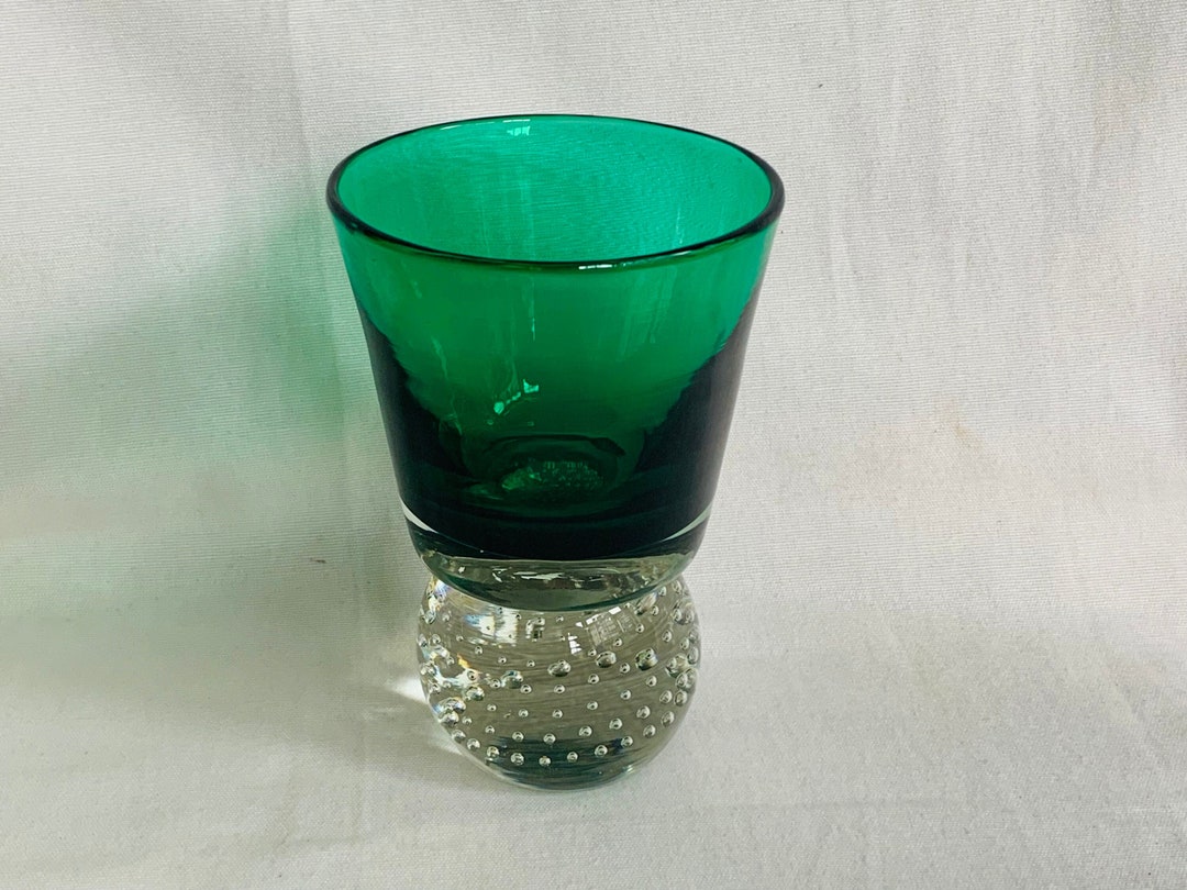 Erickson Art Glass MCM Control Bubble and Emerald Green Vase - Etsy