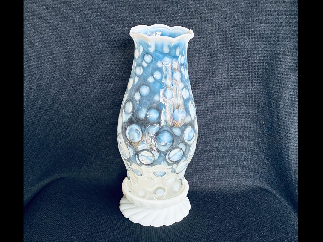 Fenton Art Glass Coin Dot French Opalescent Hurricane Lamp Shade With ...