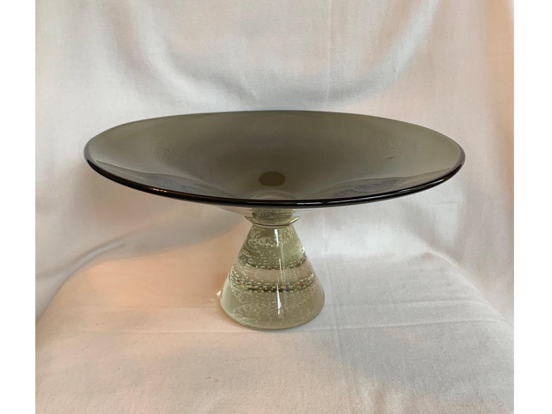 Erickson Glass MCM Shallow Charcoal Gray Bowl With Control Bubble ...